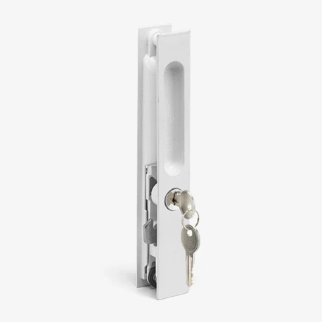 SWISCO.com: White Sliding Door Handle Set with Keyed Lock, 6-5/8"