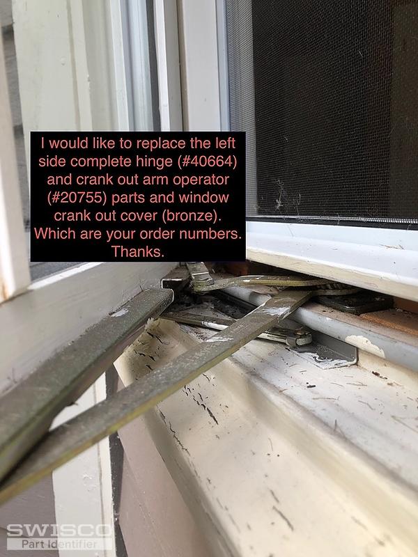 caradco casement window casement hinge (40664) and casement arm (20755 ...