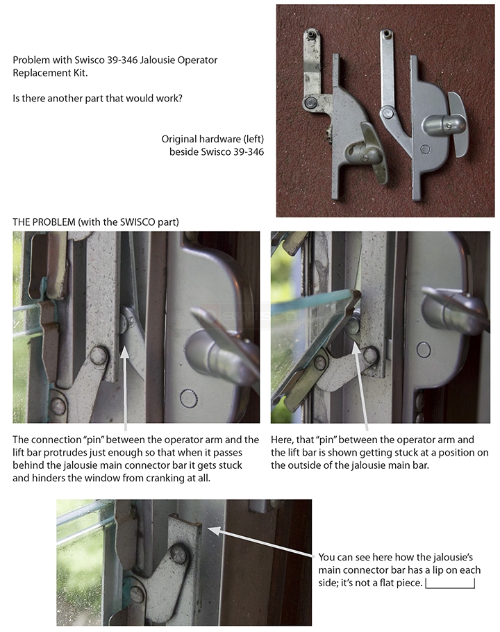 SWISCO 39 346 Jalousie Operator Replacement Kit : SWISCO.com