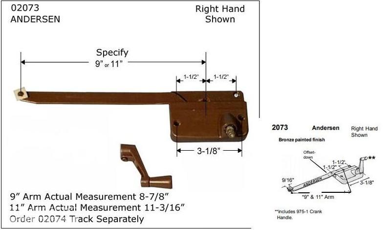 Andersen crank window 11" arm. : SWISCO.com