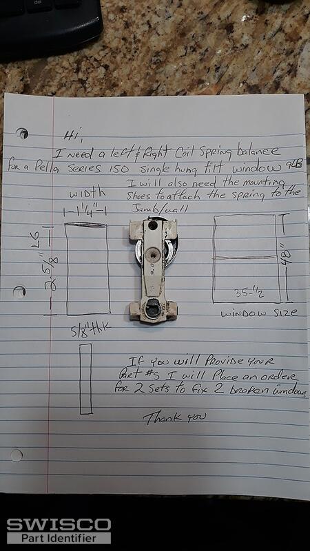 coil spring balance for a Pella 150 window : SWISCO.com